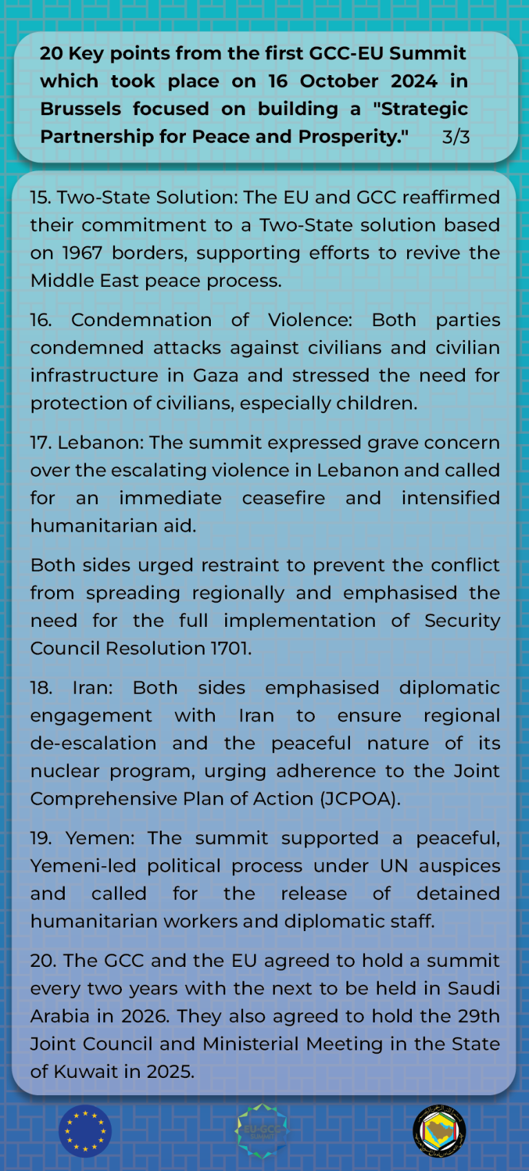 Key points of GCC EU Summit Joint Statement - www.fm.gov.om